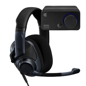 epos audio pc gaming audio bundle with h6pro open acoustic gaming headset (sebring black) and gsx 300 external audio card (black) (1001166)