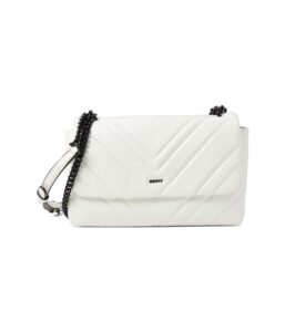 dkny vivian flap shoulder bag white/black one size