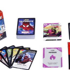 Mattel Games ​UNO Ultimate Marvel Add-On 3-Pack Set with Collectible Character Deck & 2 Foil Cards, Includes Spider-Man, Dr. Strange and Scarlet Witch