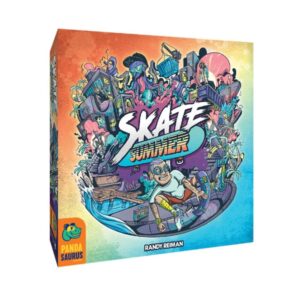 skate summer board game - master the half-pipes of pelican park in this thrilling strategy game! family game for kids and adults, ages 14+, 2-5 players, 60-90 min playtime, made by pandasaurus games