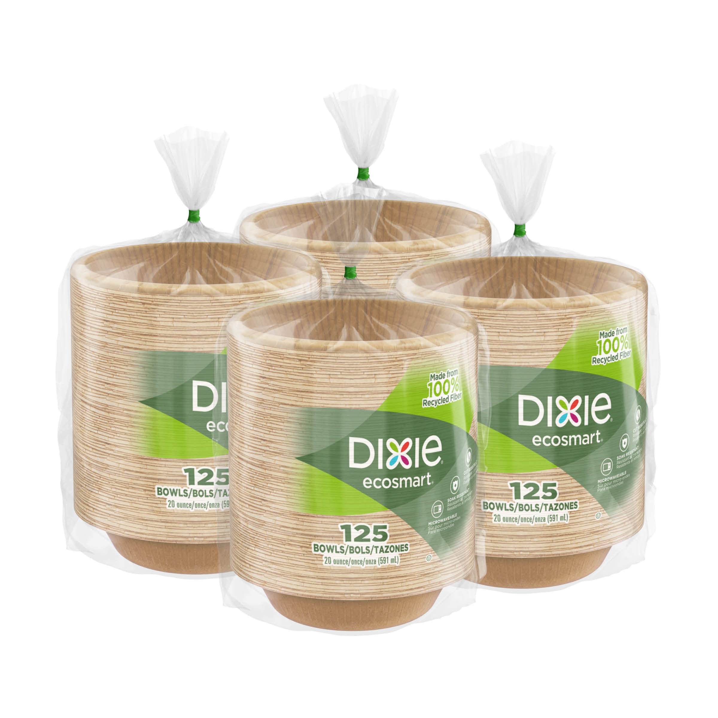 Dixie ecosmart‚ 20oz 100% Recycled Fiber Paper Bowls by GP PRO (Georgia-Pacific), RFB20WS, 500 Count (125 Bowls Per Pack, 4 packs Per Case)