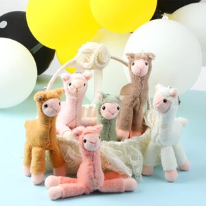 6 Pcs Mini Llama Stuffed Animals 7.87 Inches Alpaca Animal Stuffed Dolls Keychain Cute Tiny Llama Plush Stuffed Toys for Boys and Girls, Birthday Wedding Party Gift Bag Fillers Adorable Home Decor