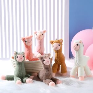 6 pcs mini llama stuffed animals 7.87 inches alpaca animal stuffed dolls keychain cute tiny llama plush stuffed toys for boys and girls, birthday wedding party gift bag fillers adorable home decor