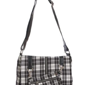 Punk Plaid Print Tartan Messenger Shoulder Bag Crossbody Handbag Women's Purse (Black/White)