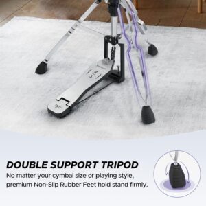 Starfavor Hi-Hat Stand Double Braced 3-Leg with Non-Slip Rubber Feet Adjustable Height 30.71''-36.22'', Premium Zinc Alloy Frame for Sturdiness ST-700