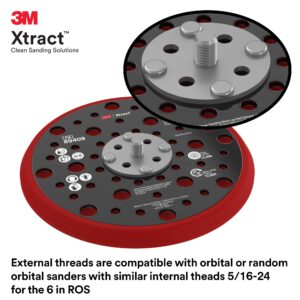 3M Xtract Hookit Hook and Loop Sanding Disc Backup Pad, 89409, 6 in, Max 12,000 RPM OPM, Hard, 49 Holes, Low Profile Finishing Disc Pad, 5/16-24 EXT