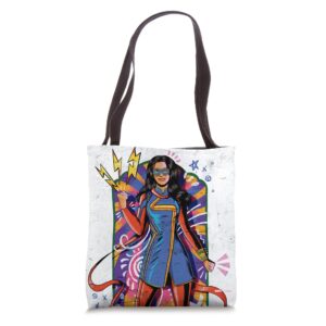 marvel ms. marvel kamala khan mural art tote bag