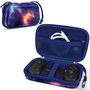 fintie carrying case for backbone one mobile gaming controller - [shockproof] hard shell protective cover travel bag with inner pocket (galaxy)