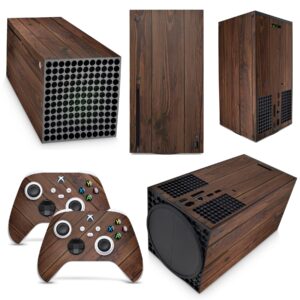 gng wood skins compatible with xbox series x console decal vinal sticker + 2 controller set