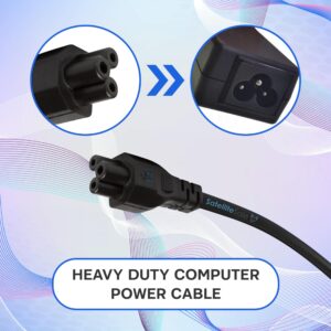 SatelliteSale Universal Heavy Duty Computer Power Cable Male NEMA 5-15P to Female IEC C5 Universal Wire Black PVC Cord 15 feet