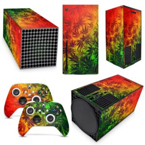 gng weed skins compatible with xbox series x console decal vinal sticker + 2 controller set