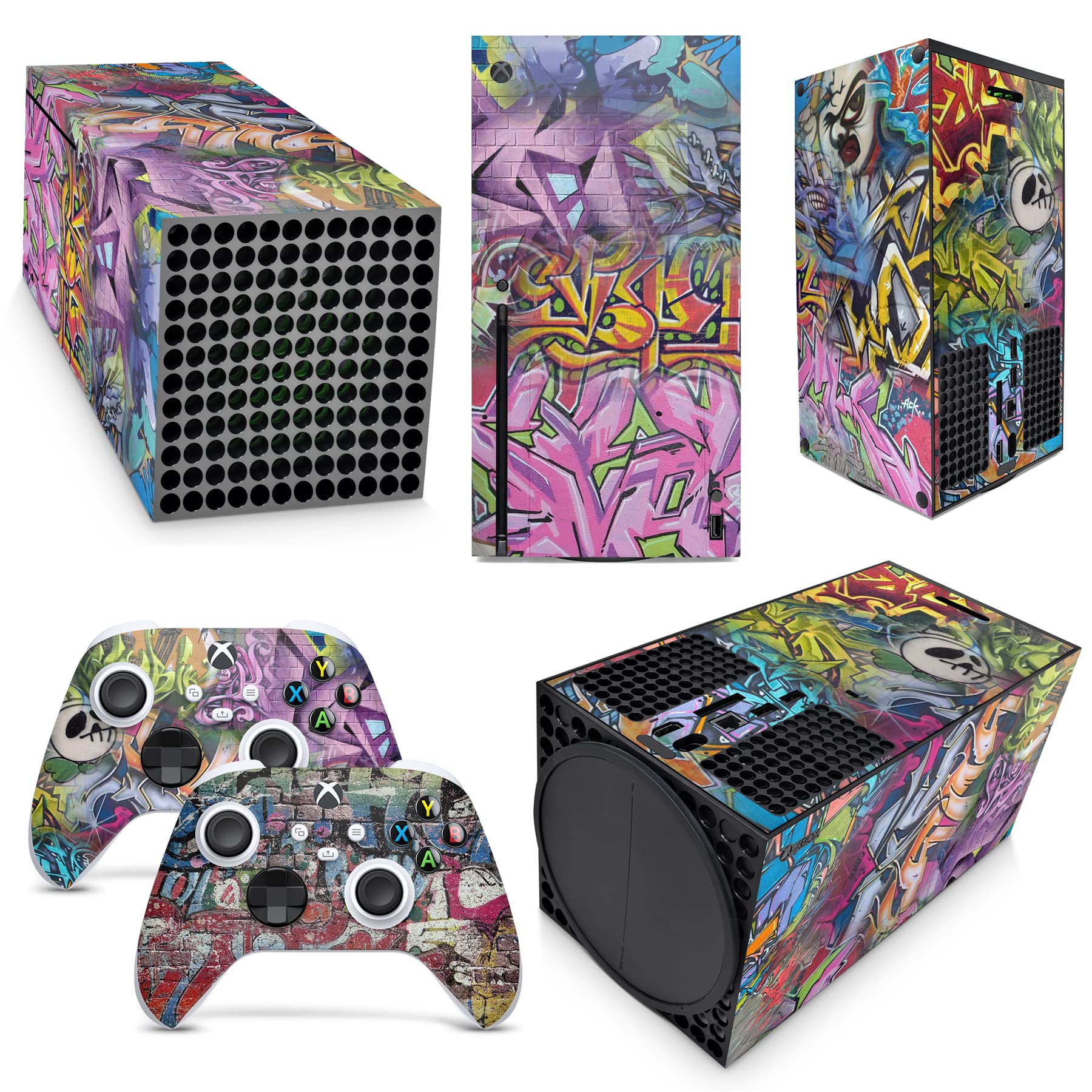 GNG Graffiti Skins Compatible with Xbox Series X Console Decal Vinal Sticker + 2 Controller Set