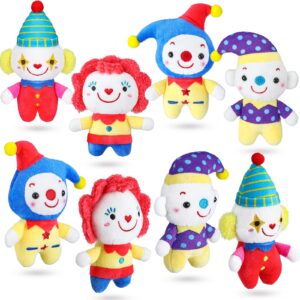 zomiboo 8 pack cute clown plush doll, stuffed circus clown plush toy doll for halloween carnival birthday holiday party favors gift decoration