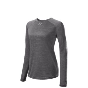 evoshield womens fx long sleeve training tee shirt, charcoal, x-small us