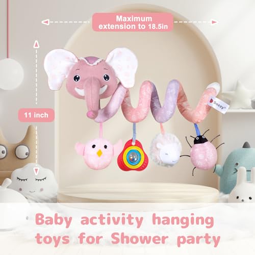 Koty Newborn Car Seat Toys, Stroller Toys for Babyies 0-6 Months,Infant Activity Spiral Plush Toys Hanging - Carseat Stroller Crib with Musical Rattle Toy for Boys Girls 0 3 6 9 Months