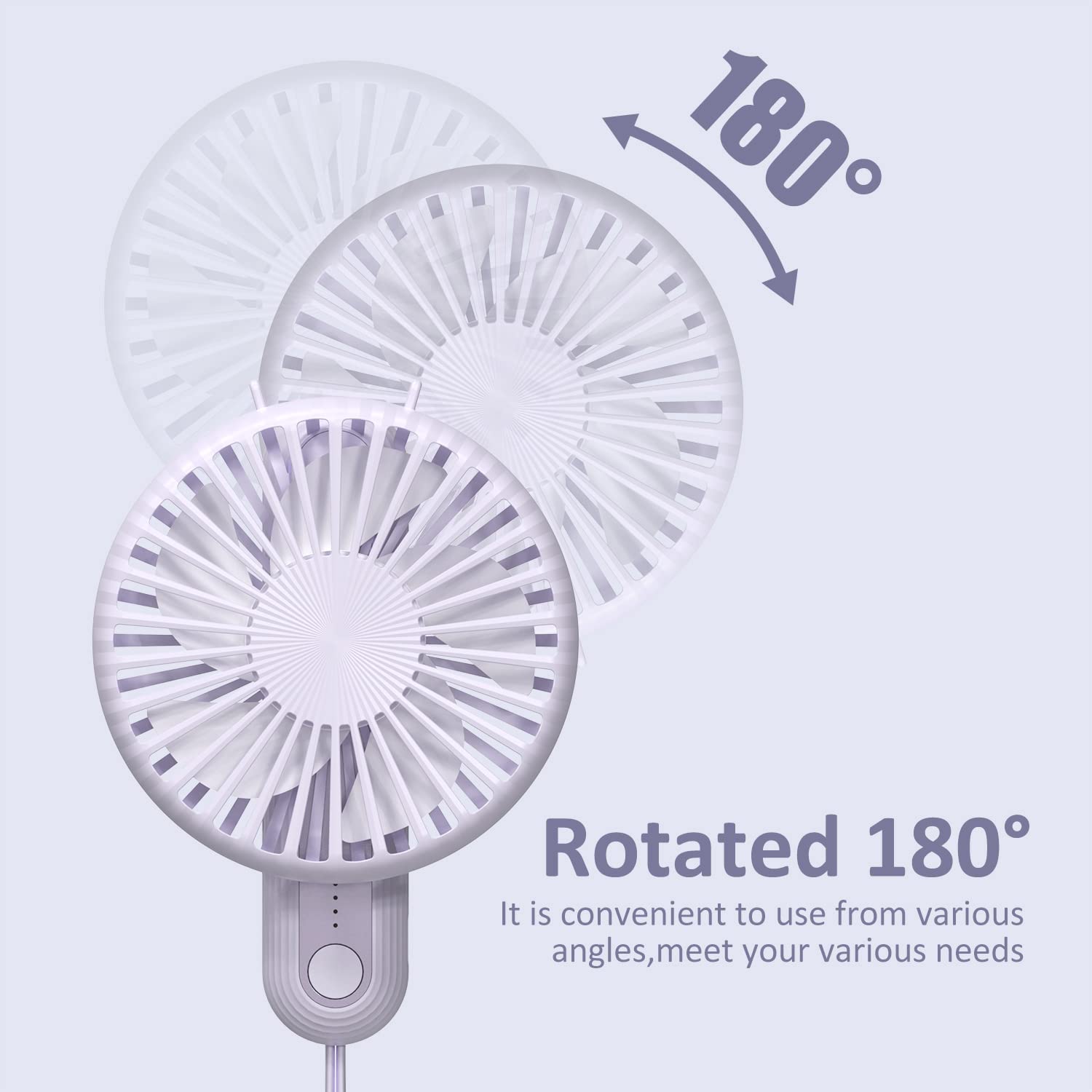 Coolfor Handheld Fan,USB Rechargeable Mini Fan with 2000mAh Battery Operated Small Fan with 3 Adjustable Speeds,180°Rotation Foldable Fan for Office Desktop Picnic Shopping and Travel(Purple)