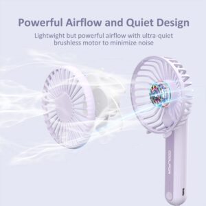 Coolfor Handheld Fan,USB Rechargeable Mini Fan with 2000mAh Battery Operated Small Fan with 3 Adjustable Speeds,180°Rotation Foldable Fan for Office Desktop Picnic Shopping and Travel(Purple)