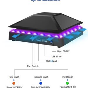 Wiilkac Cooling Fan for Xbox Series X with RGB Light Strip, 3 Levels Adjustable Speed Cooler Fan System 1800/2000/2200 RPM, Low Noise Top Fan with Extra 2 USB Port & Touch Switch