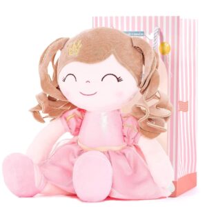 gloveleya dolls baby girl gifts soft plush doll pink crown princess 14"