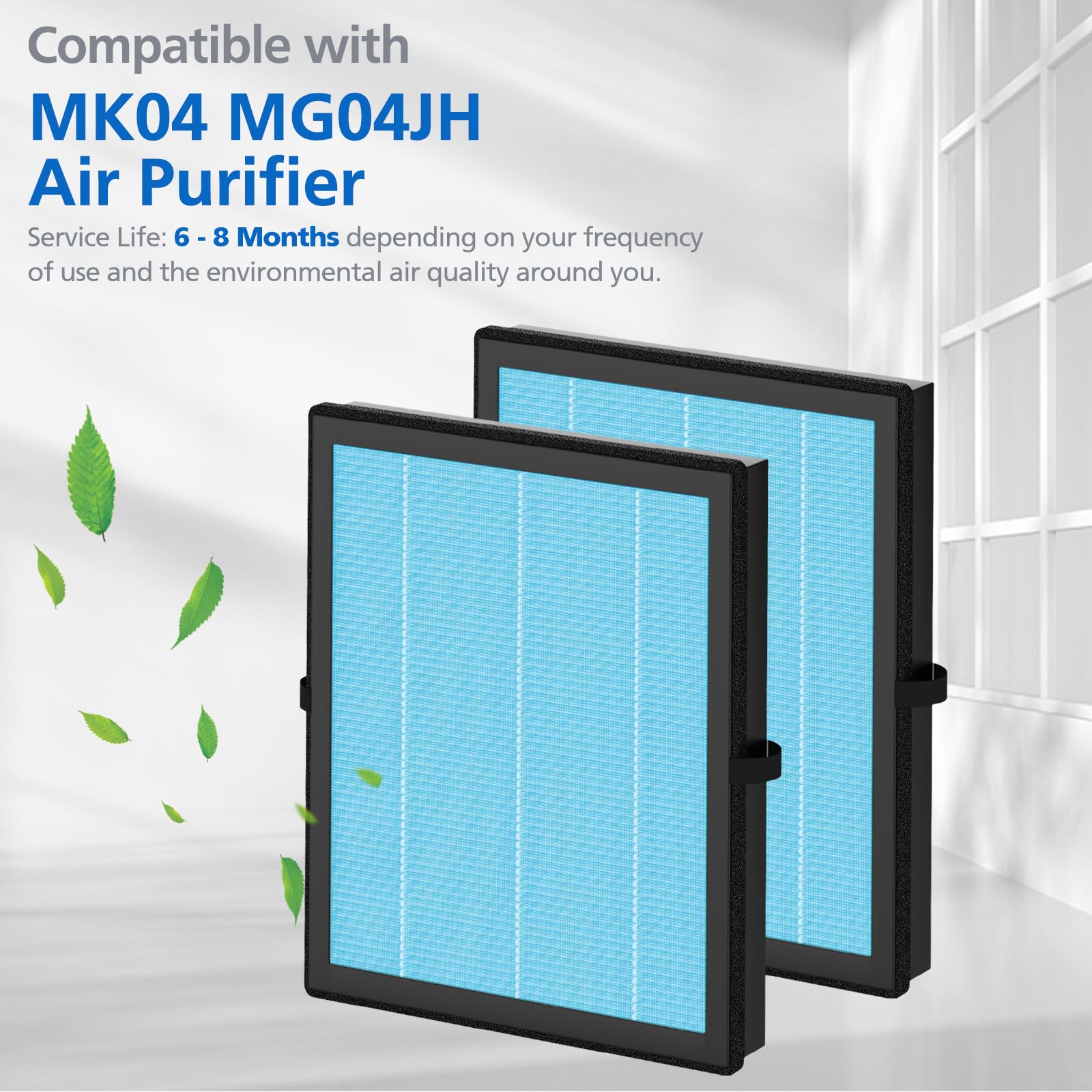 MK04 MG04JH Replacement Filters - Compatible with MK04 MG04JH Air Purifier MK-04 H13 True HEPA Filter, Part No. MK04LX, 2 Pack