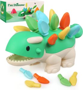 montessori learning educational toys for baby 1 2 3 4 year old: fine motor dinosaur toys for kids 2-4|toddler developmental toys for birthday gift age 1-2|preschool sensory toys for 12-18 months