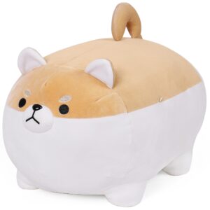 ourhonor 19.7" shiba inu plush, soft corgi plushies adorable throw pillow, cute puppy anime dog stuffed animals gifts for girls boys kids (brown)