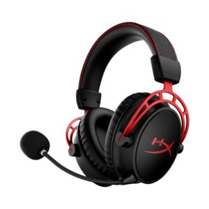 hyperx cloud alpha wireless gaming headset for pc with dts headphone:x spatial audio, noise-canceling mic, dual chamber drivers, durable aluminum frame - 300-hour life, red (renewed)