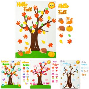 watinc 149pcs seasonal tree felt board story set changeable seasonal tree autumn time board sun maple leaves squirrel hedgehog hello fall ornaments preschool large wall storyboard for home classroom