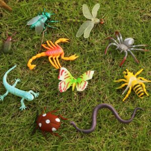 76 Pack Mini Plastic Bug Set, Realistic Insects Toy for Child, Fake Bugs Figure for Kid, Toddler, Insect Themed Party Favors Gift, Cupcake Topper, Education School Classroom reward, Sensory Bin Filler