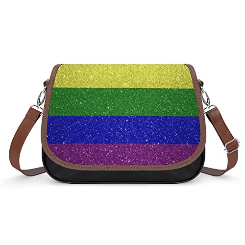 Rainbow Flag Gay Pride Women's Shoulder Bag PU Leather Crossbody Bags Purses With Shoulder Strap For Casual Travel