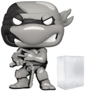 pop teenage mutant ninja turtles - michelangelo (px previews exclusive) black & white chase funko vinyl figure (bundled with compatible box protector case)