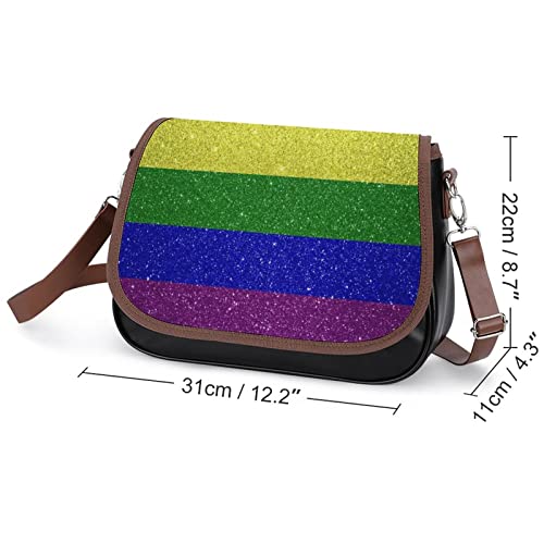 Rainbow Flag Gay Pride Women's Shoulder Bag PU Leather Crossbody Bags Purses With Shoulder Strap For Casual Travel