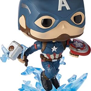 POP Marvel: Avengers Endgame - Captain America with Broken Shield & Mjoinir Funko Vinyl Figure (Bundled with Compatible Box Protector Case), Multicolor, 3.75 inches