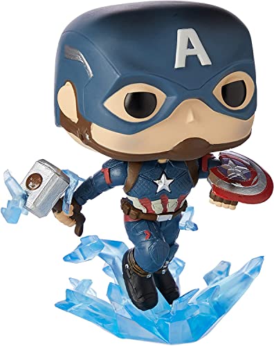 POP Marvel: Avengers Endgame - Captain America with Broken Shield & Mjoinir Funko Vinyl Figure (Bundled with Compatible Box Protector Case), Multicolor, 3.75 inches