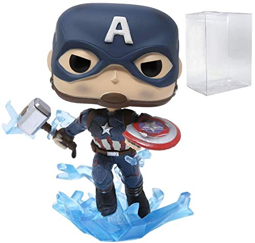 POP Marvel: Avengers Endgame - Captain America with Broken Shield & Mjoinir Funko Vinyl Figure (Bundled with Compatible Box Protector Case), Multicolor, 3.75 inches