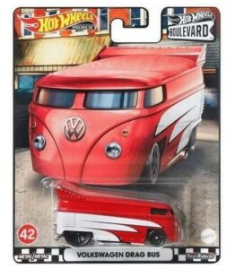 diecast hot wheels boulevard volkswagens drag bus (red) #42, premium 1:64 scale