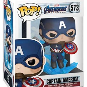 POP Marvel: Avengers Endgame - Captain America with Broken Shield & Mjoinir Funko Vinyl Figure (Bundled with Compatible Box Protector Case), Multicolor, 3.75 inches