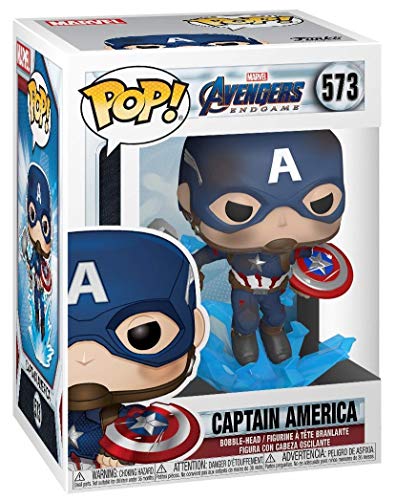 POP Marvel: Avengers Endgame - Captain America with Broken Shield & Mjoinir Funko Vinyl Figure (Bundled with Compatible Box Protector Case), Multicolor, 3.75 inches