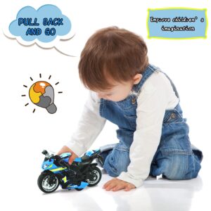 Toy Motorcycles, Diecast Motorcycle Toy with Music Lighting,Toy Motorcycle for Kids 3-5,Toy Motorcycles for Boys(Blue)