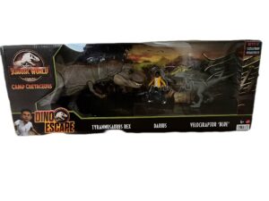 jurassic world dino escape action figure set - movie-themed, 3 plastic dinosaurs, ages 4+