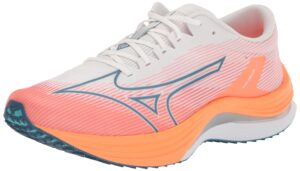 mizuno men's wave rebellion flash running shoe, white/silver, 12