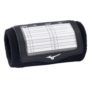 mizuno play call wristband, black, one size fits all