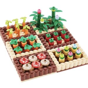 General Jim's Bright Colorful Vegetable Garden Plot Building Block Toy Playset 165 Pc 6 Section Modular Building Block Vegetable Garden Plot Set for Teens and Adults