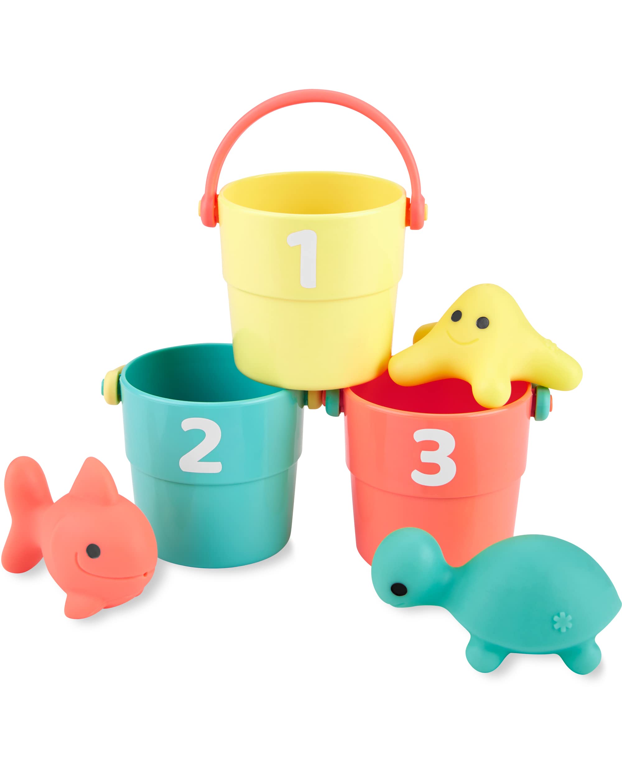 Simple Joys by Carter's Stacking Buckets and Ocean Squirties Bath Toy Bundle, One Size