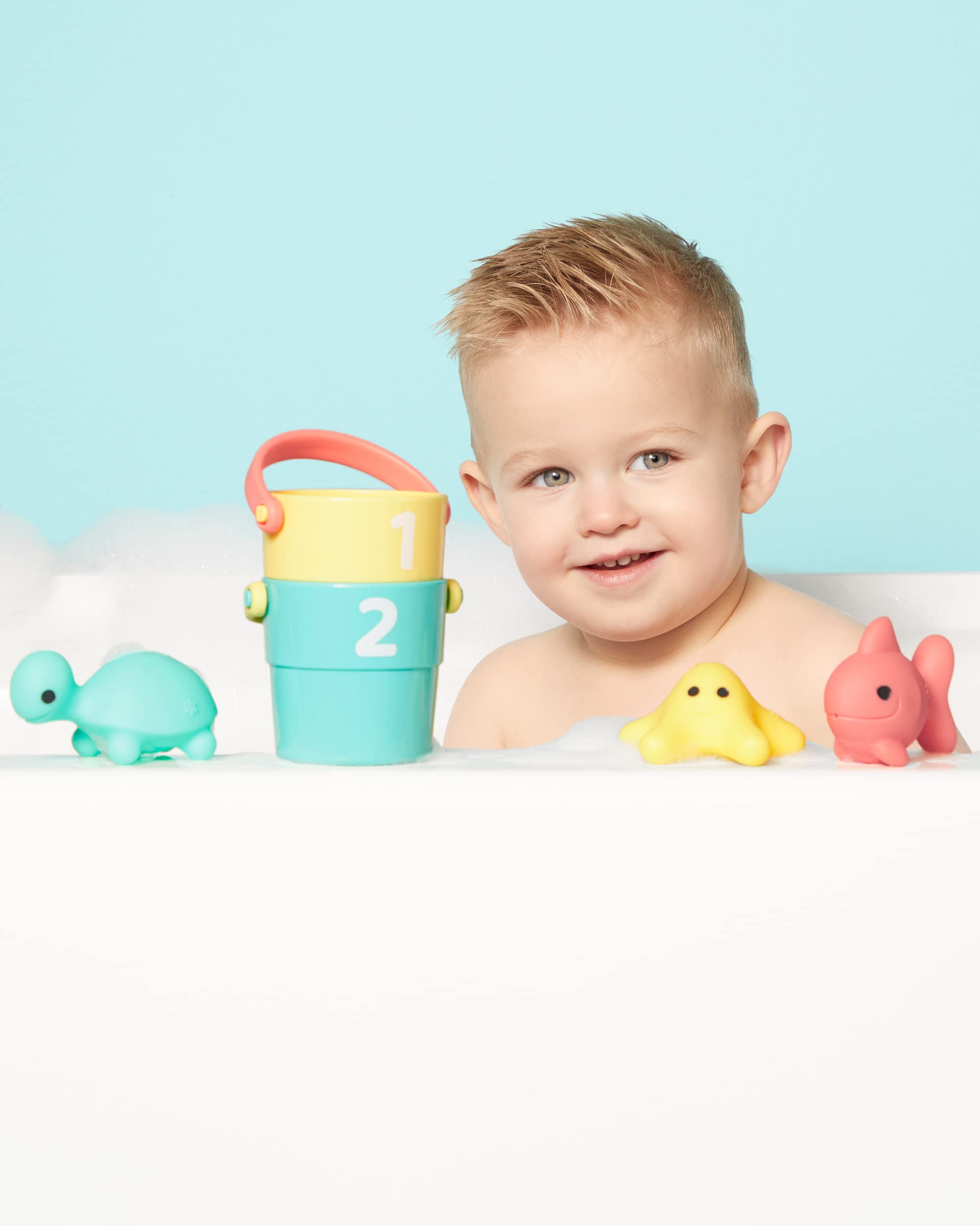 Simple Joys by Carter's Stacking Buckets and Ocean Squirties Bath Toy Bundle, One Size