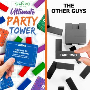 SWOOC - Ultimate Party Tower - 100 Original Commands, 60 Blocks & 1000's of Hilarious Rule Combinations - A Tipsy Spin on Fun Classic Games for Power Hour - Ages 21+