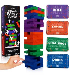 swooc - ultimate party tower - 100 original commands, 60 blocks & 1000's of hilarious rule combinations - a tipsy spin on fun classic games for power hour - ages 21+