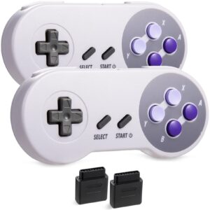 modeslab 2 pack 2.4 ghz wireless controller gamepad compatible for retro snes [7 pin connector] [rechargeable] [plug & play] (non pc usb version)