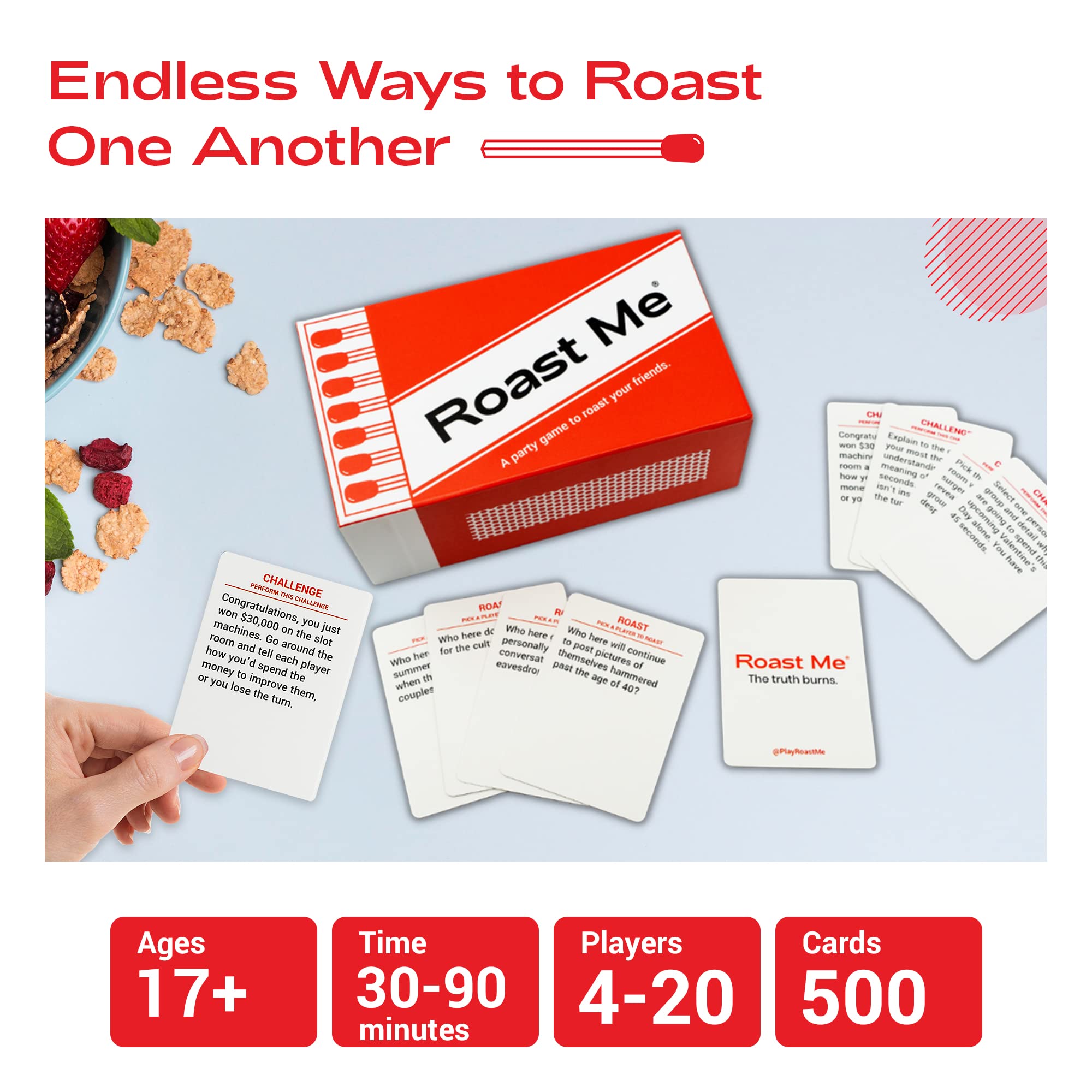 Roast Me Adult Card Game to Flame All Those Around You, Perfect for Party Games with 420 Life-Changing Roasts and 70 Hilarious Challenges