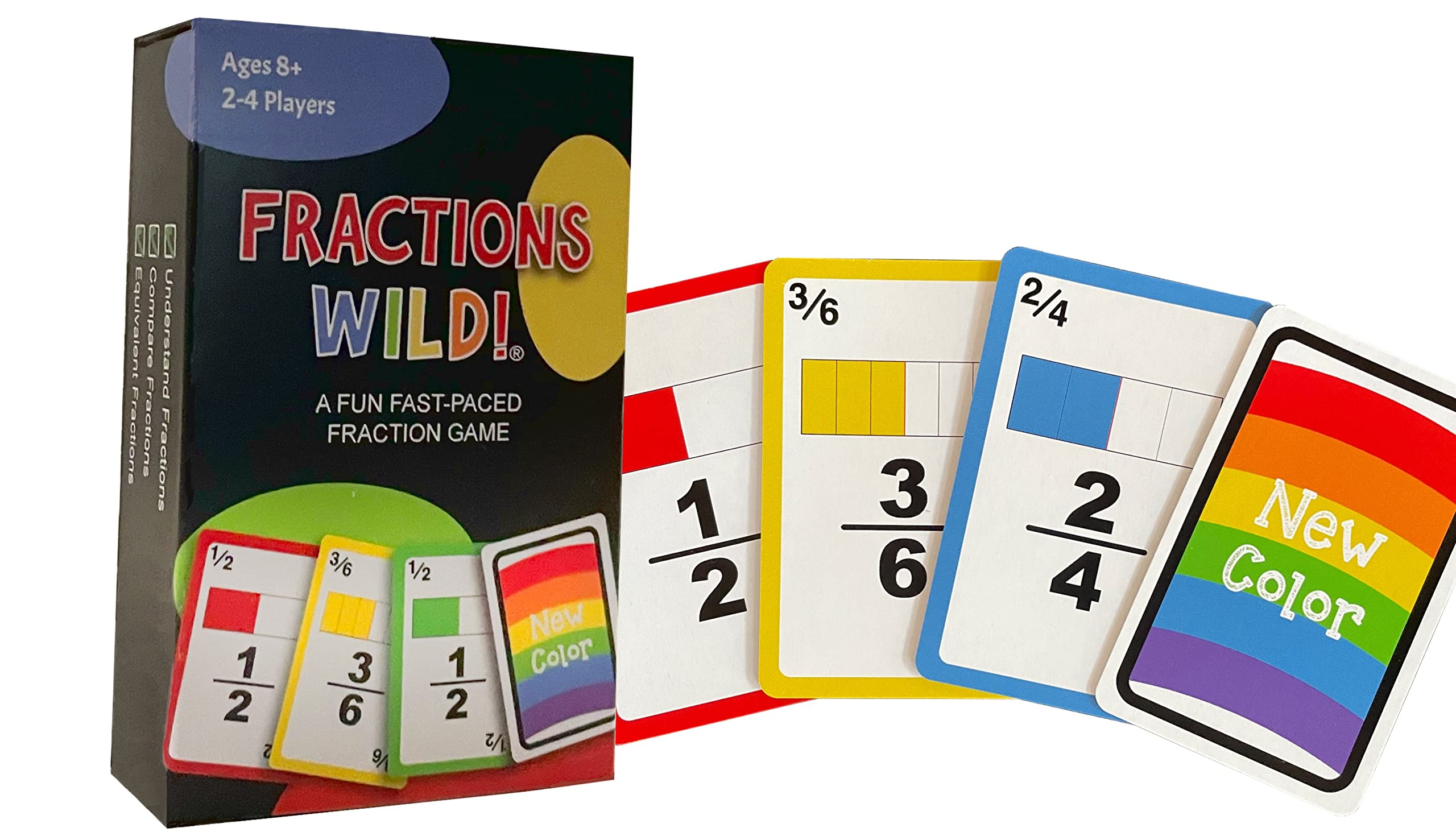 Fractions Wild - Match Fraction Number or Color to be The First to get rid of All Your Cards! Easy to Learn, Fun to pla Math Game for 3rd, 4th, 5th and 6th Grades.